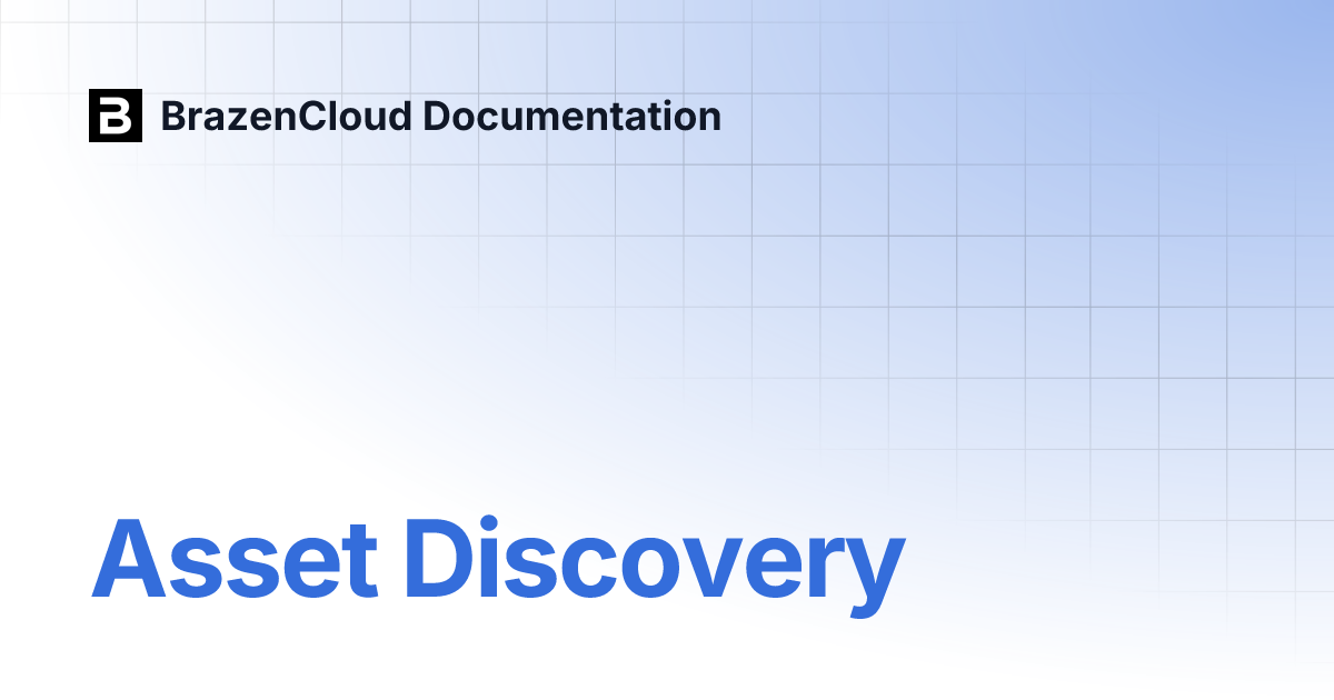 Asset Discovery | BrazenCloud Documentation